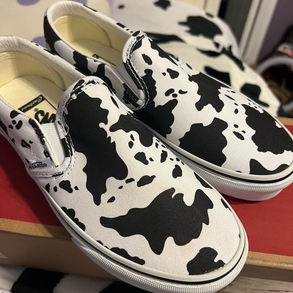 Vans | Shoes | Vans Classic Slipon Custom Cow Print | Poshmark